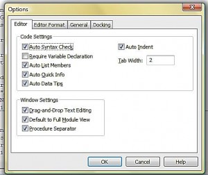 Visual Basic Editor Options | Access All In One