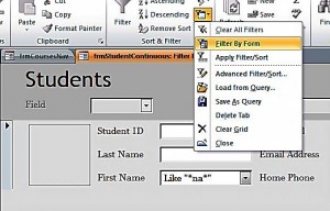 Sorting And Filtering Forms | Access All In One